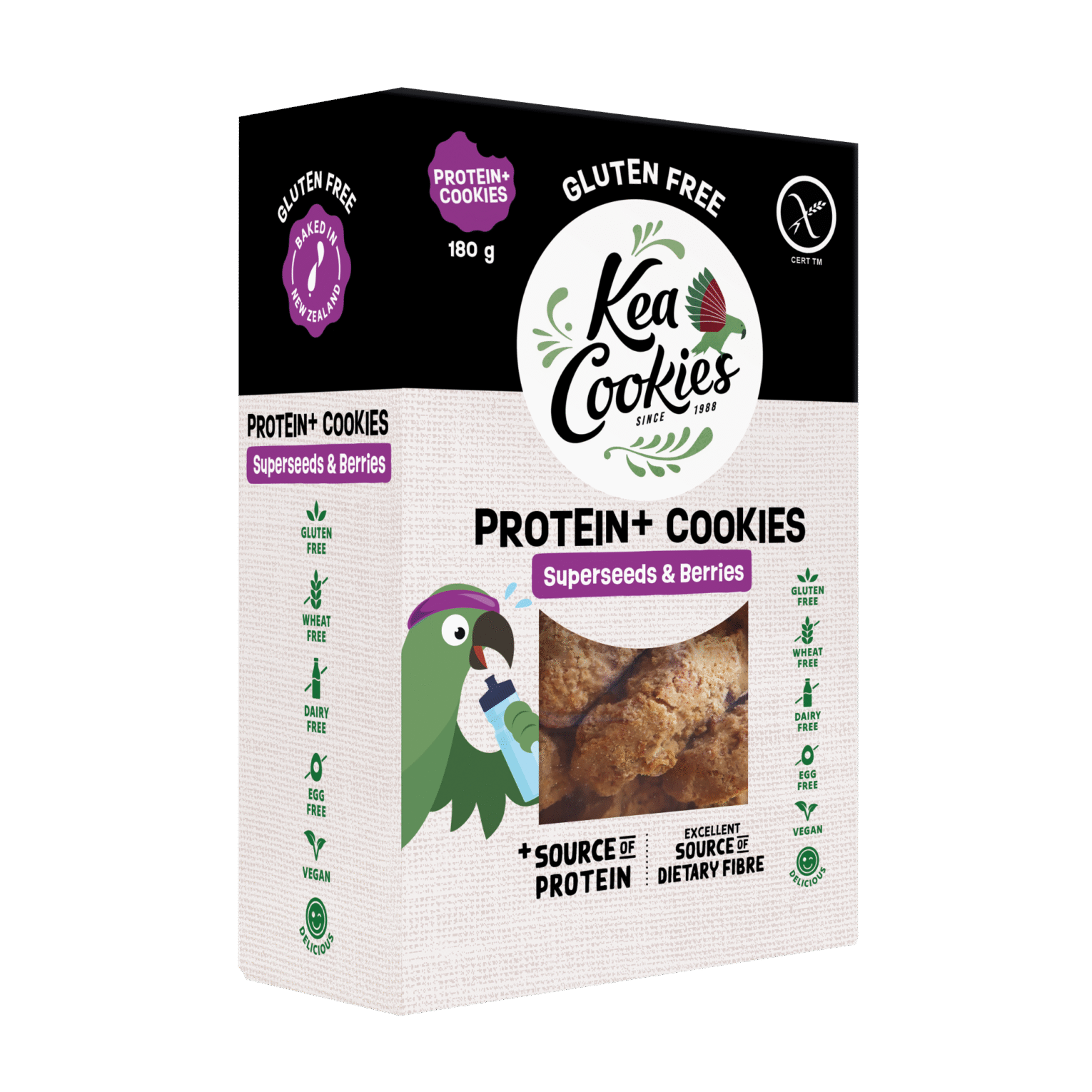 Carton of Kea Cookies Protein+ Superseeds & Berries 6 x 180g - Kea Cookies