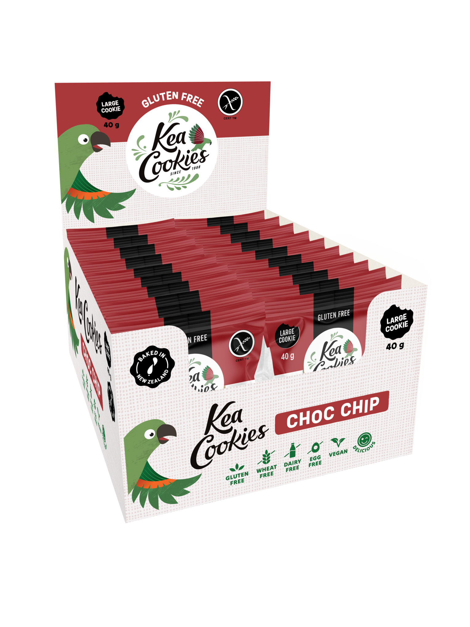 Large Choc Chip Cookie - Pack of 20 x 40g Single packs - Kea Cookies